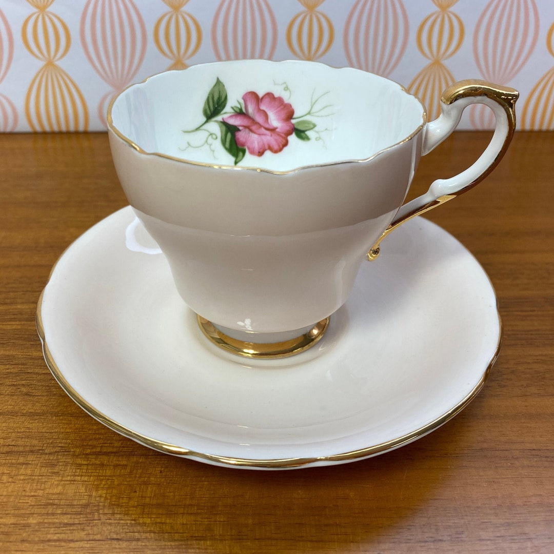 Peach Tea Cup and Saucer, Royal Standard Pink Sweet Pea Teacup and ...