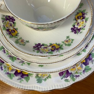 Pansy Dinnerware Set, Sovereign Potters Earthenware Purple White and ...