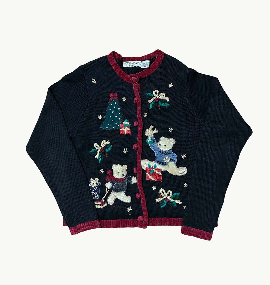 Vintage Cardigan Victoria Jones Women's Size Medium Christmas Cardigan ...
