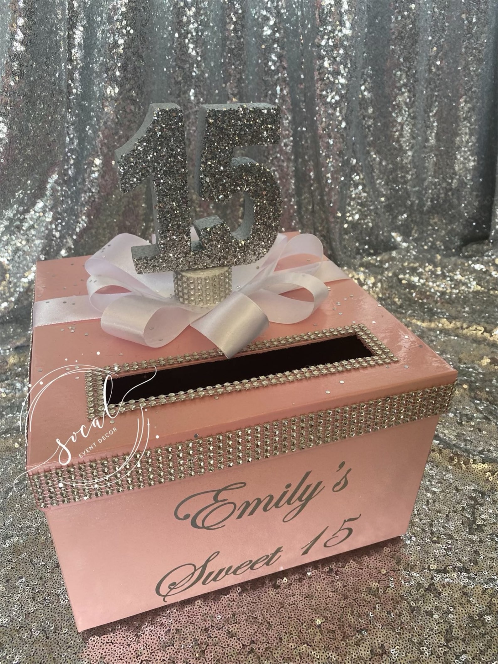 Rhinestone Card Box With Glittered Number 15 16 30 40 Any - Etsy