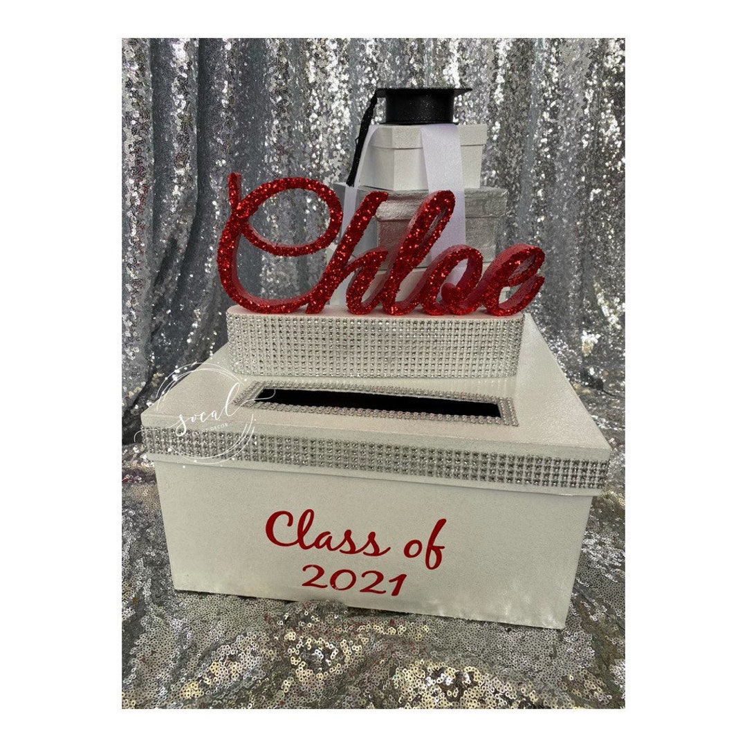 Graduation Card Box! GORGEOUS!! Grad Cap and Box Stack With Custom ...