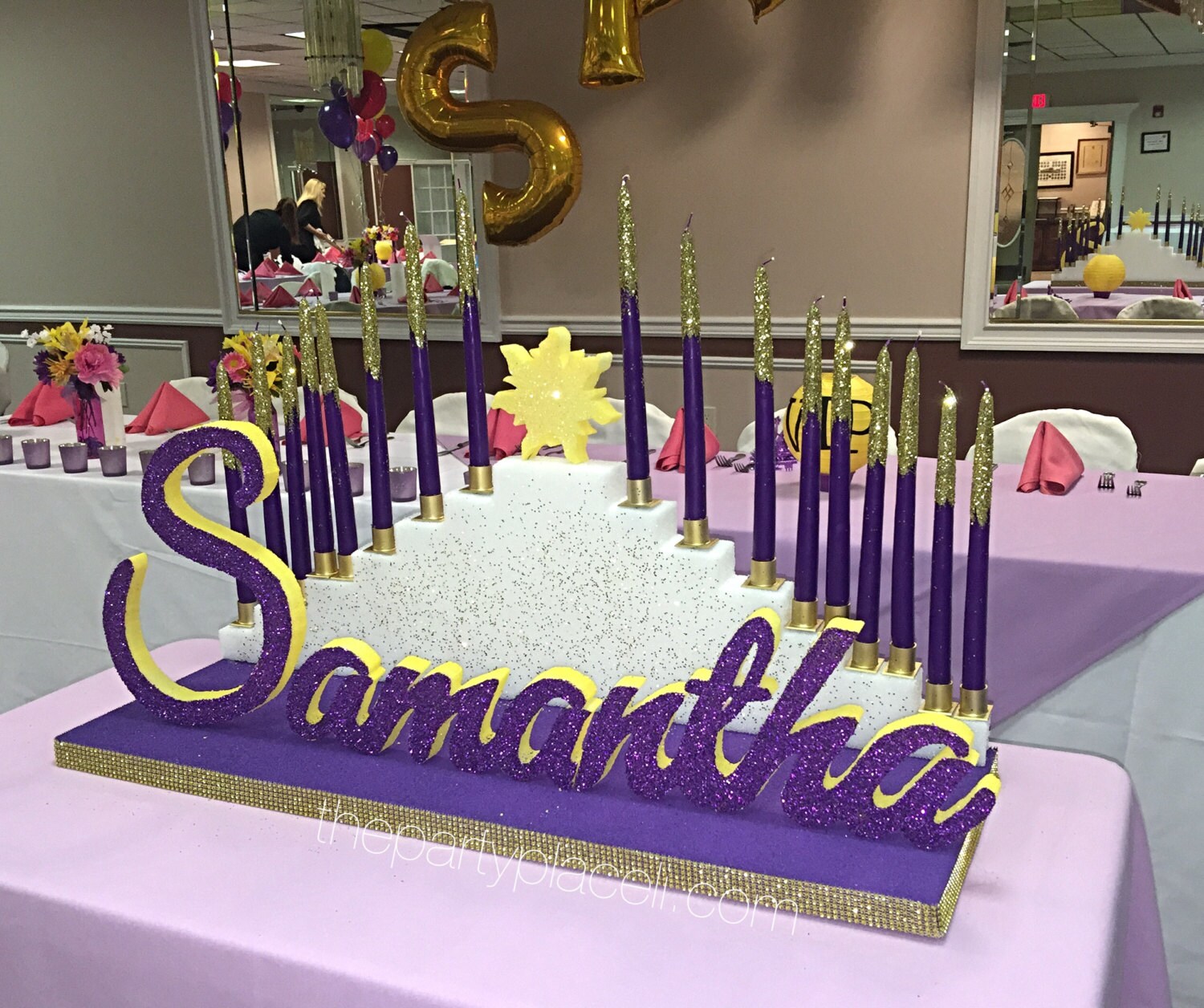 Step Tiered Candelabra Candle Lighting Extra Large Glitter - Etsy