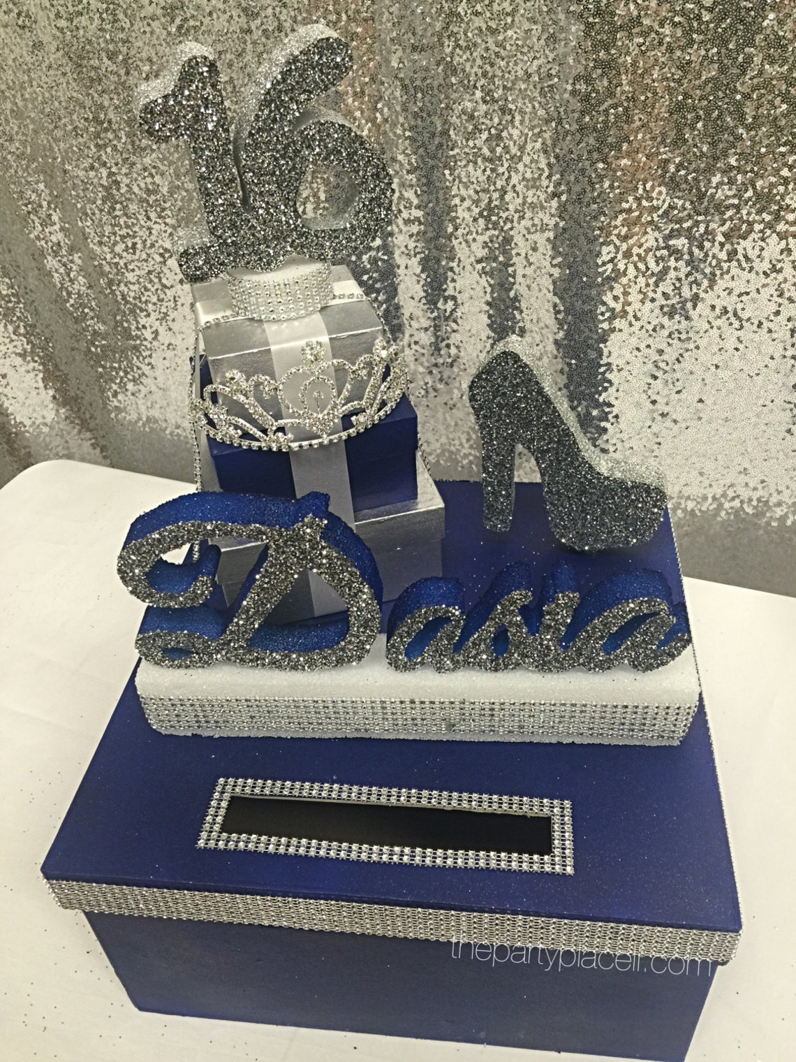 Denim & Diamonds Sweet 16 15 Quince Card Box! GORGEOUS!! Rhinestone ...
