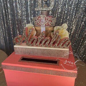 Sweet 16 15 Quince Card Box! GORGEOUS!! Rhinestone Tiara, Roses, and ...