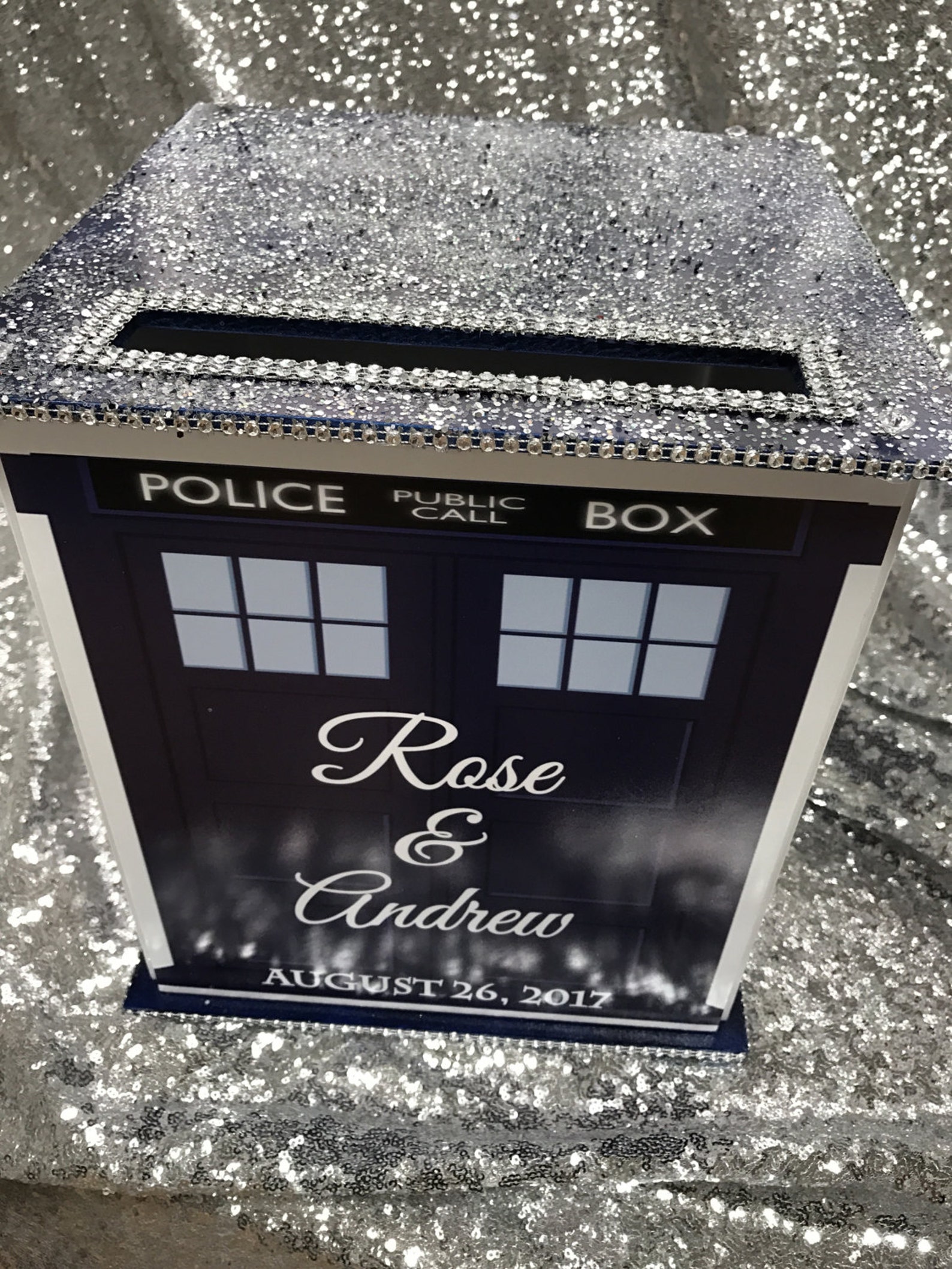 Tardis Doctor Who Large Card Box or Centerpiece Glitter and Bling for ...