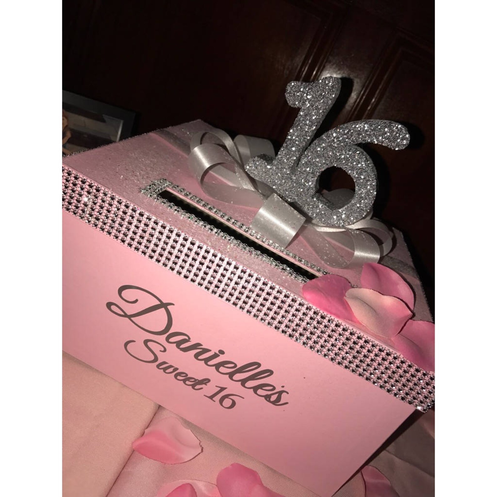 Rhinestone Card Box With Glittered Number 15 16 30 40 Any - Etsy