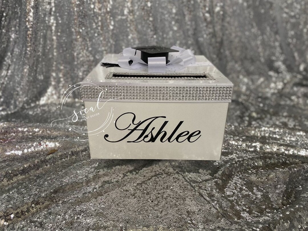 Graduation Cap Rhinestone Card Box With Mini Grad Cap and Tassels - Etsy