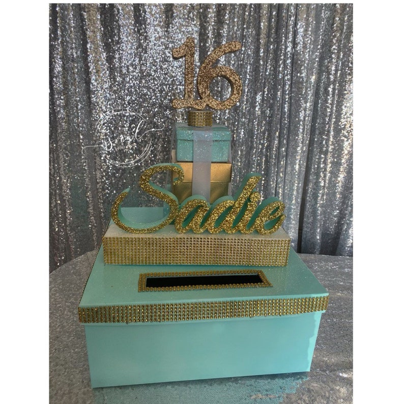 Quince or Sweet 16 Large Card Box! GORGEOUS!! Glittered Name and Box ...