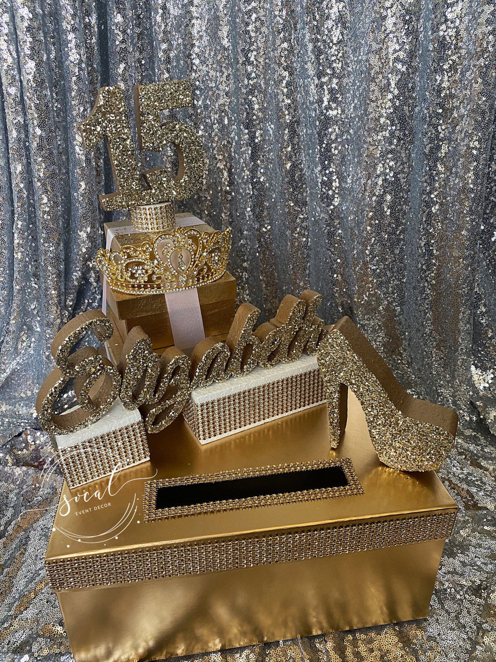 Sweet 16 15 Quince Card Box GORGEOUS Rhinestone Tiara High - Etsy