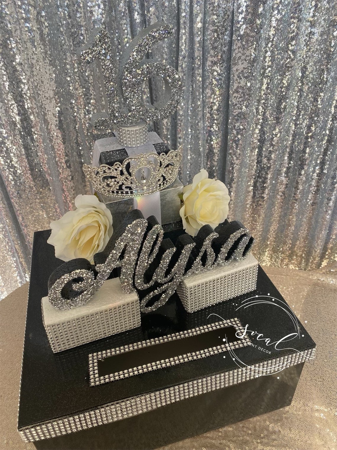 Sweet 16 15 Quince Card Box GORGEOUS Rhinestone Tiara - Etsy