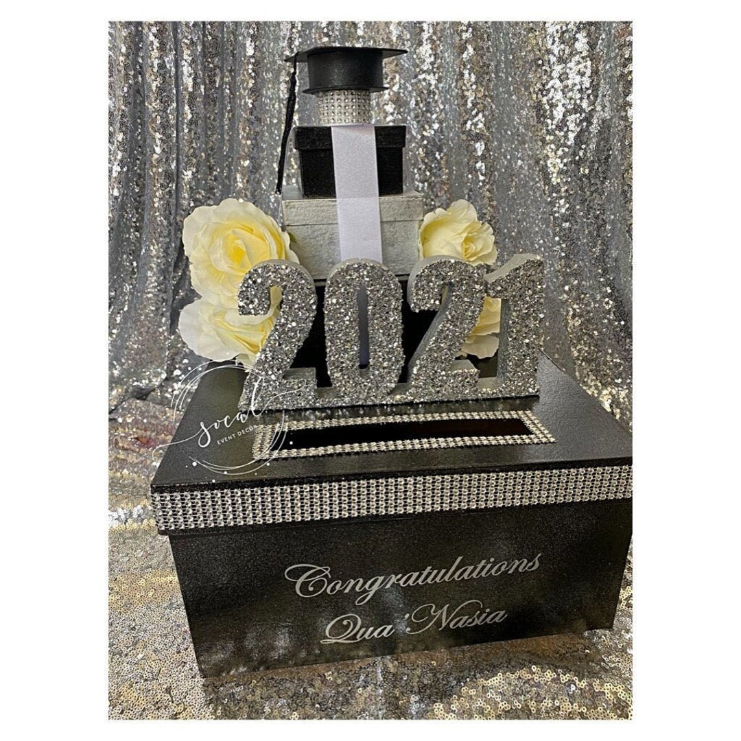 Graduation Card Box! GORGEOUS!! Grad Cap, Flowers and Box Stack! - Etsy
