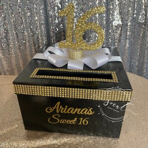 Rhinestone Card Box With Glittered Number 15, 16, 30, 40 - Any Number ...