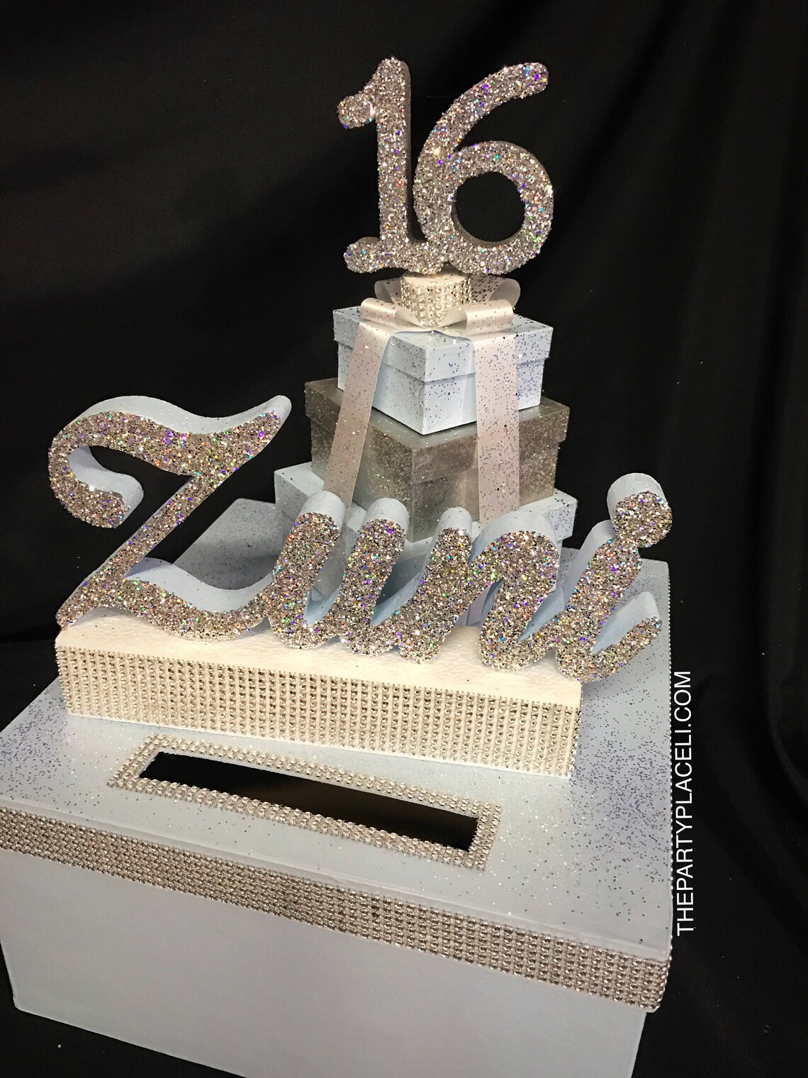 Quince or Sweet 16 Large Card Box GORGEOUS Glittered Name | Etsy