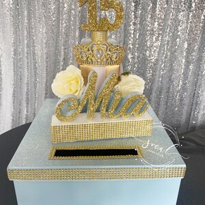 Sweet 16 15 Quince Card Box! GORGEOUS!! Rhinestone Tiara, Roses, and ...