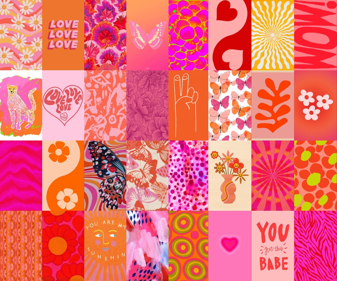 Funky Pink Wall Collage Kit | Digital Download | 75 Images - Etsy