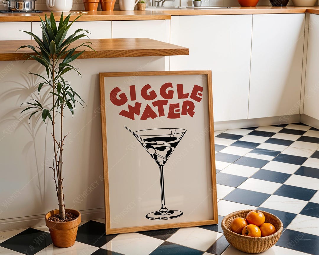 Digital Download Art Print | Giggle Water Art Print | Bar Cart Art ...