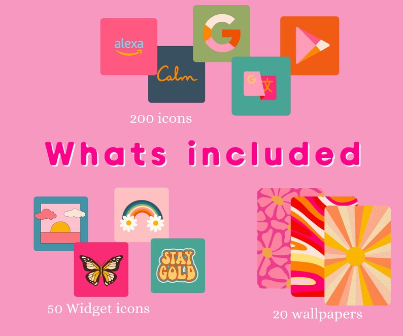 Digital Download Hand-drawn Hippie Indie Icon Pack Phone - Etsy