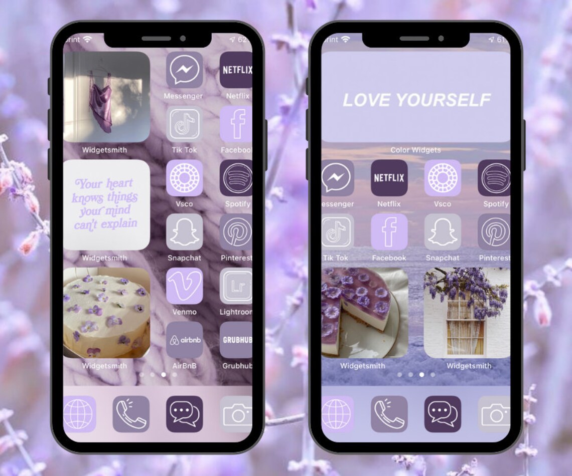 Lavender Aesthetic Phone Icons Pack Iphone IOS14 and Android | Etsy