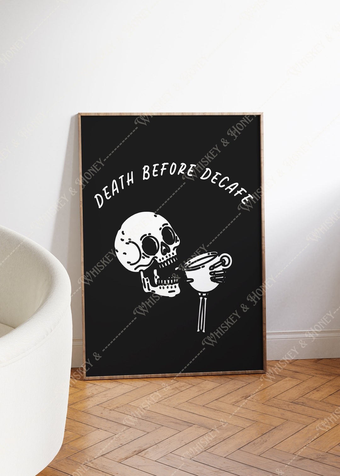 Digital Download Death Before Decaf Art Print Kitchen Art Coffee Bar ...