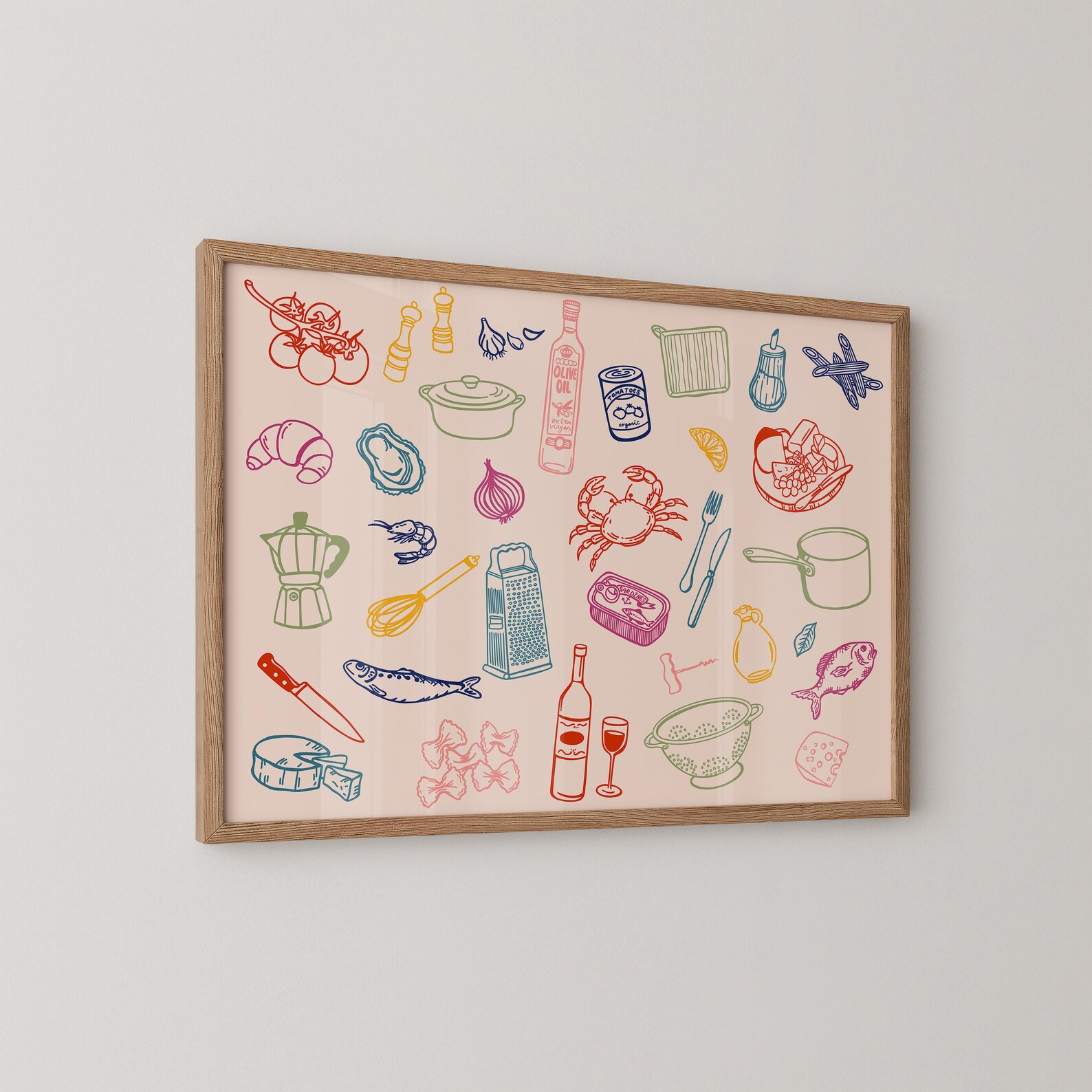 Kitchen Ingredient Art Print | Minimalist Italian Dinner Poster - Etsy