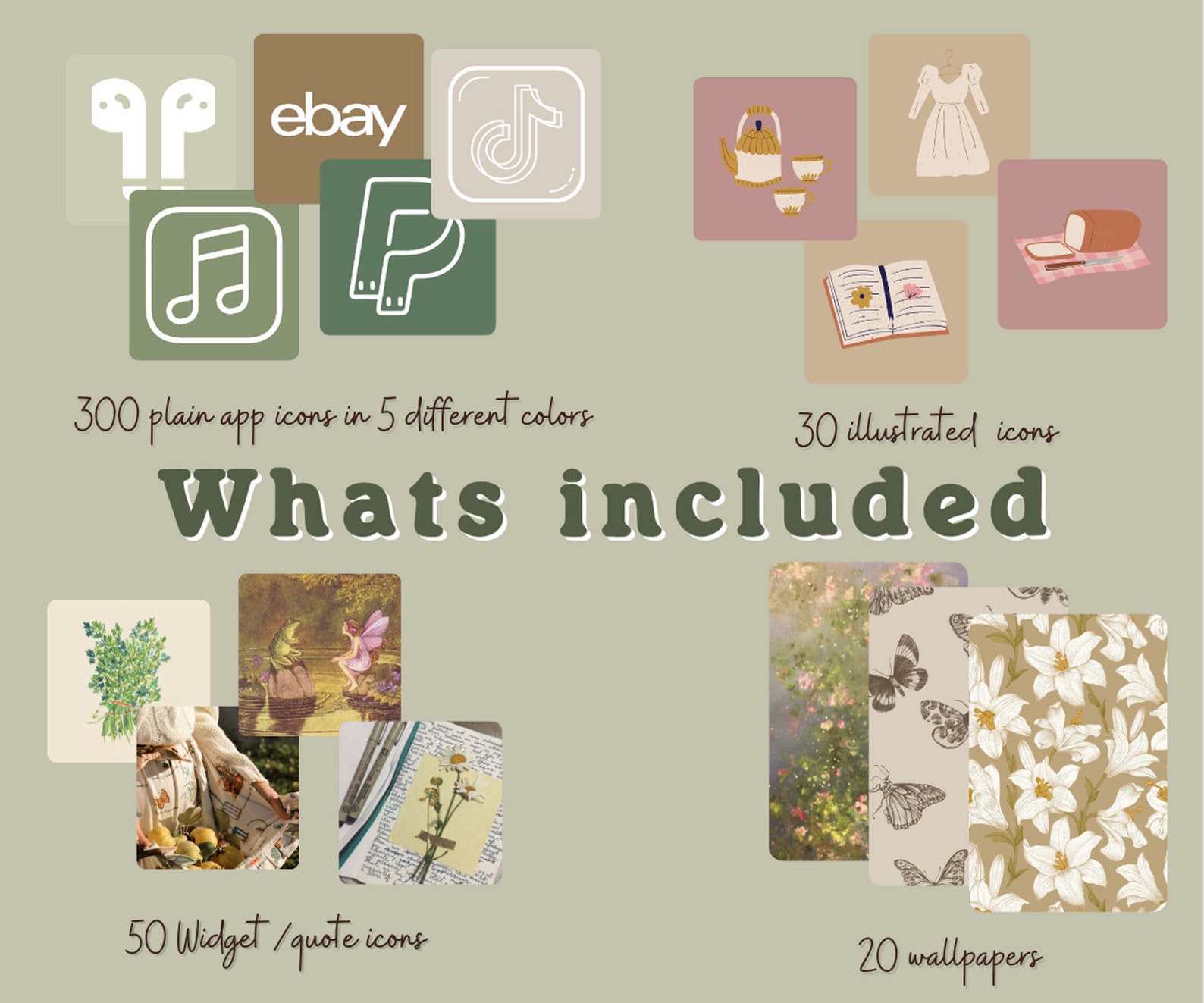 Spring Time Cottage Core Aesthetic Phone Icons iPhone and Android Icons ...