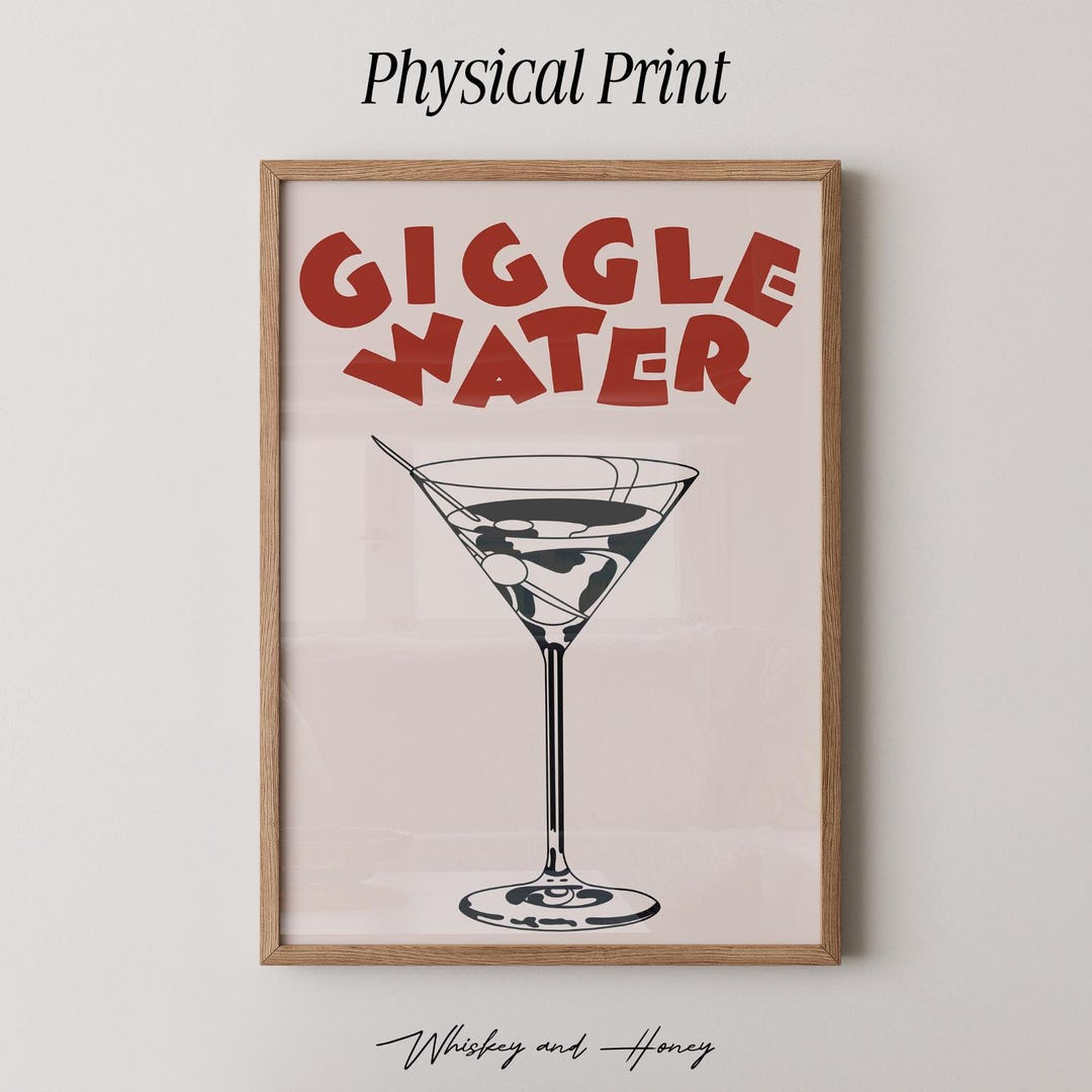 Giggle Water Cocktail Art Print | Vintage Bar Poster - Etsy