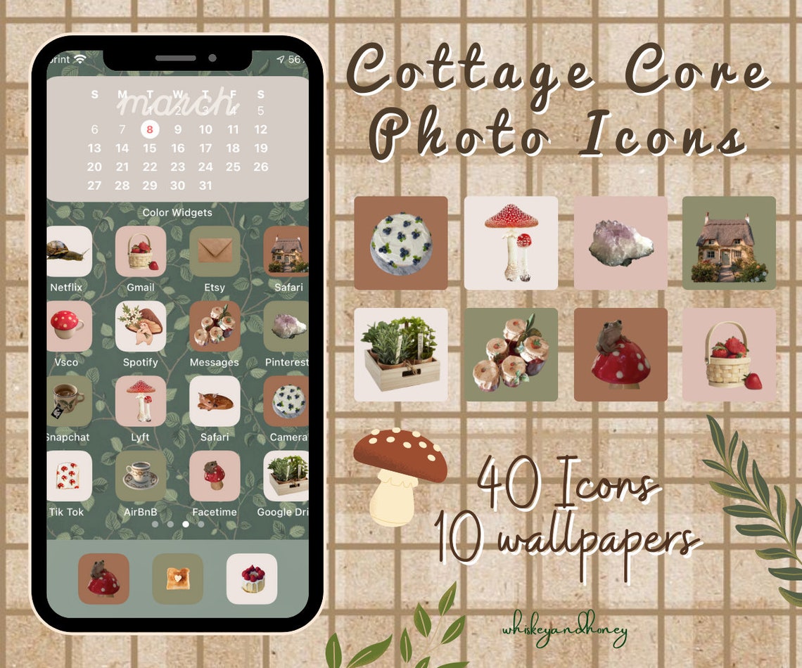 Cottage-core Aesthetic Pictures Icons Pack Android and - Etsy