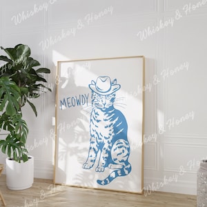 Digital Download | Meowdy Art Print | Cowboy Cat Poster | Western Decor ...