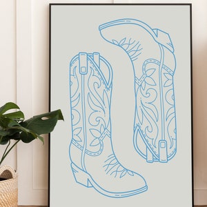 Digital Download Art Print Blue Boots Art Print Western - Etsy
