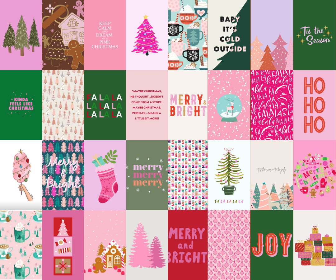 Digital Download Preppy Christmas Collage Kit | Printable Art | Trendy ...