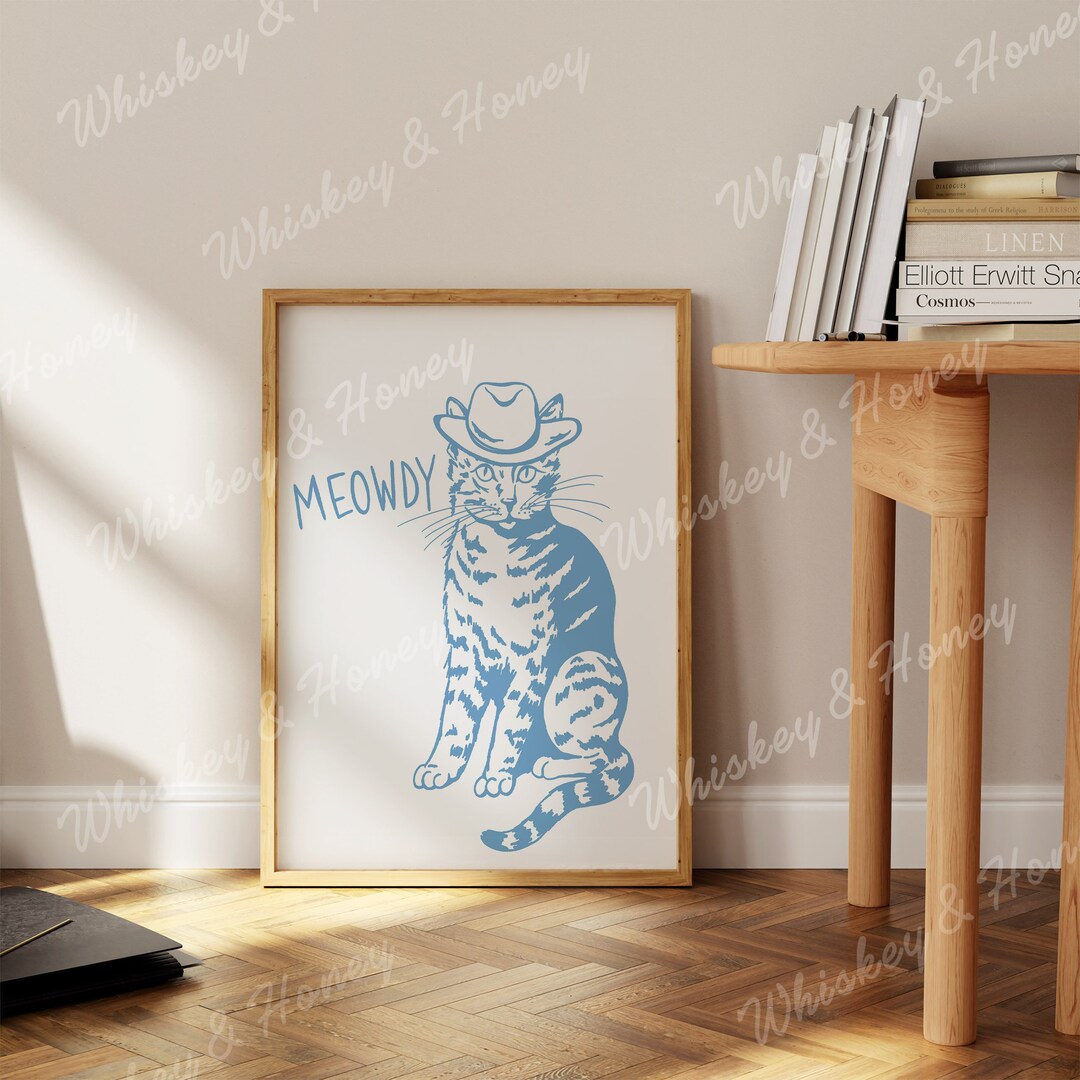 Digital Download | Meowdy Art Print | Cowboy Cat Poster | Western Decor ...