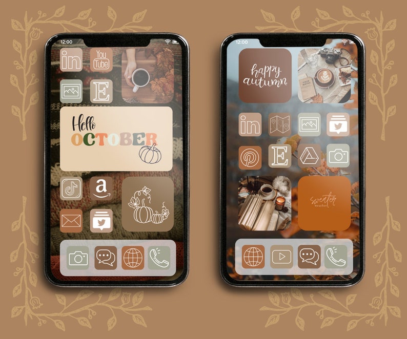 Cozy Fall Aesthetic Phone Icons Pack Android and Iphone - Etsy
