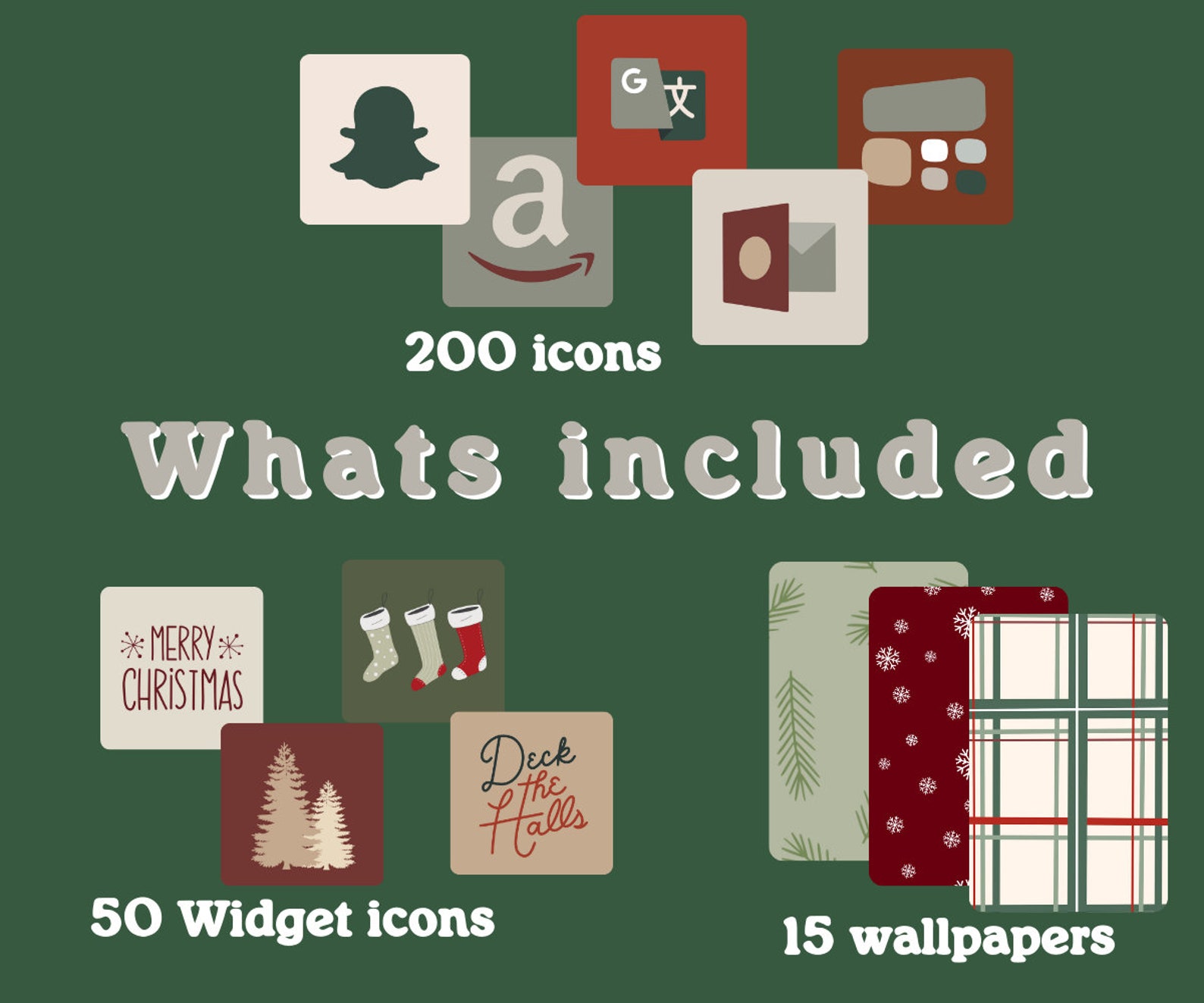 Hand-drawn Deck the Hall Phone Icons Pack Iphone and Android - Etsy