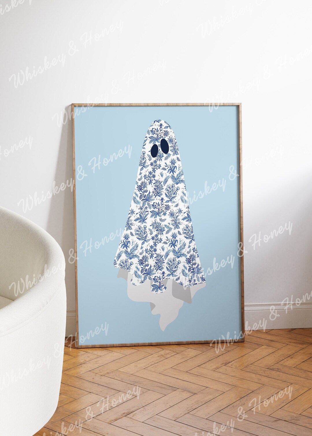 Digital Download | Preppy Blue Ghost Art Print | Halloween Poster ...
