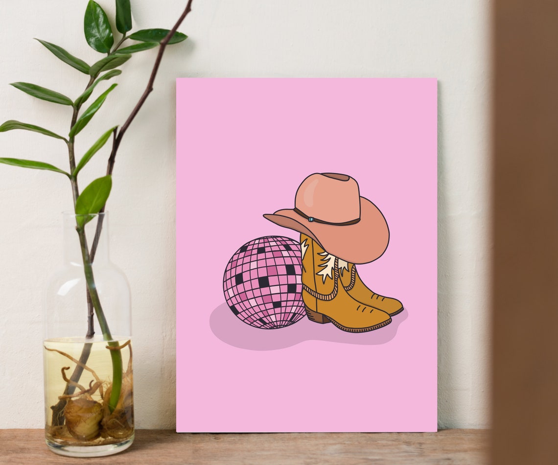 Disco Cowgirl Art Print Digital Art Print Printable Art - Etsy