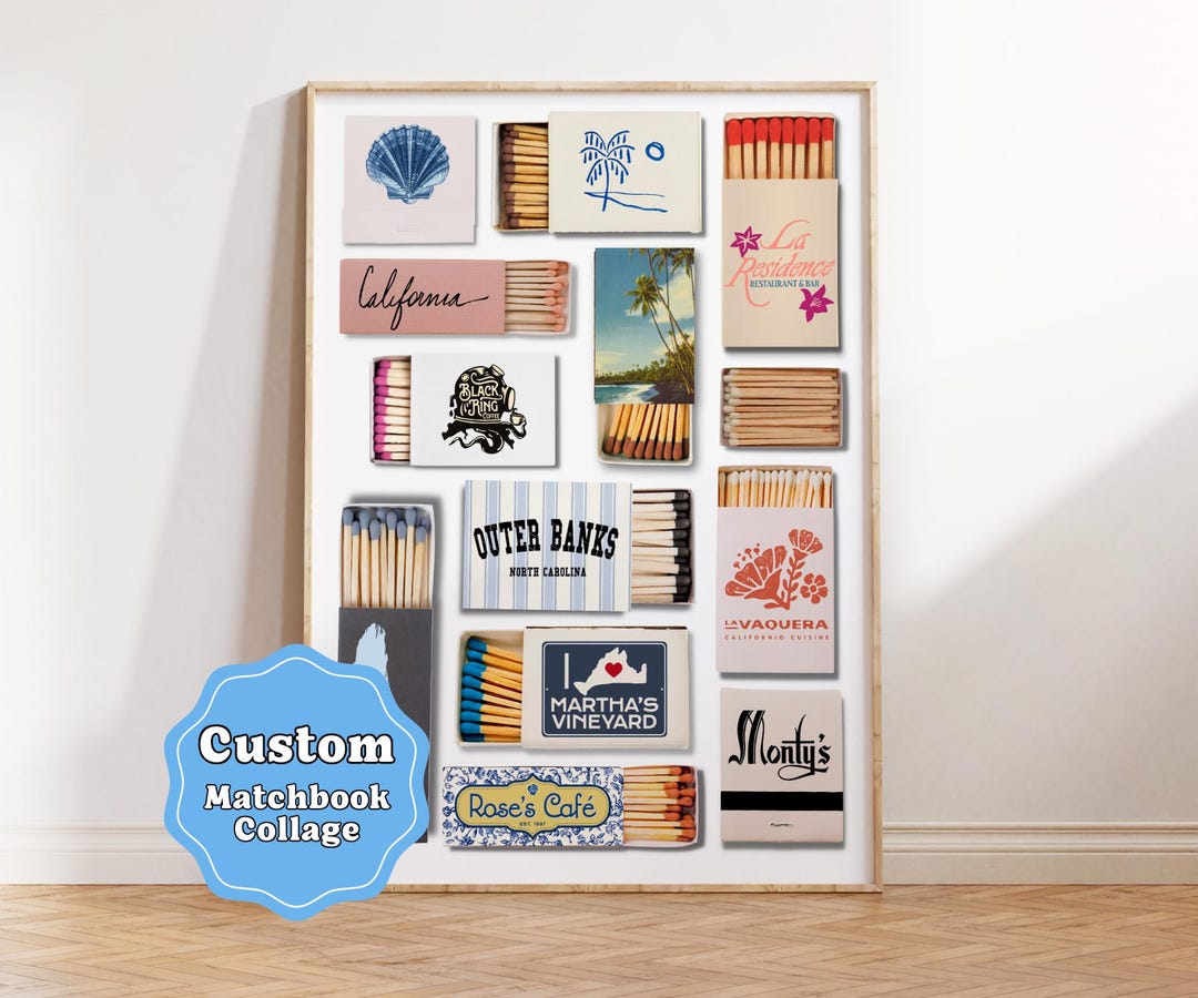 Custom Matchbook Collage | Digital Download | Custom Gift Idea | Unique ...