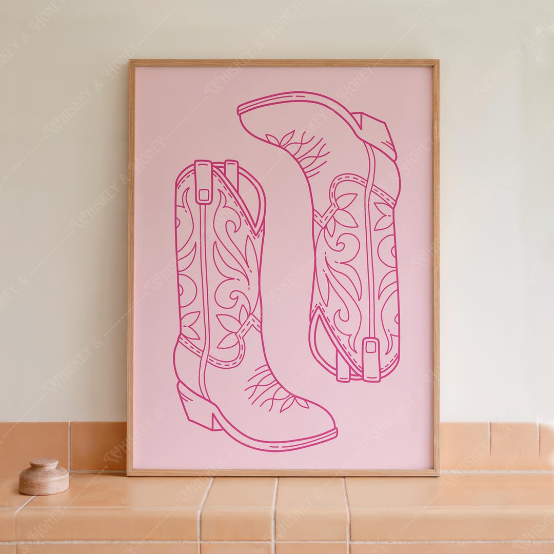 Digital Download | Pink Boots Art Print | Printable Art | Western Home ...