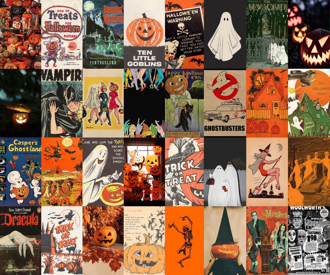 Vintage Halloween Wall Collage | Digital Download | 75 Pieces - Etsy