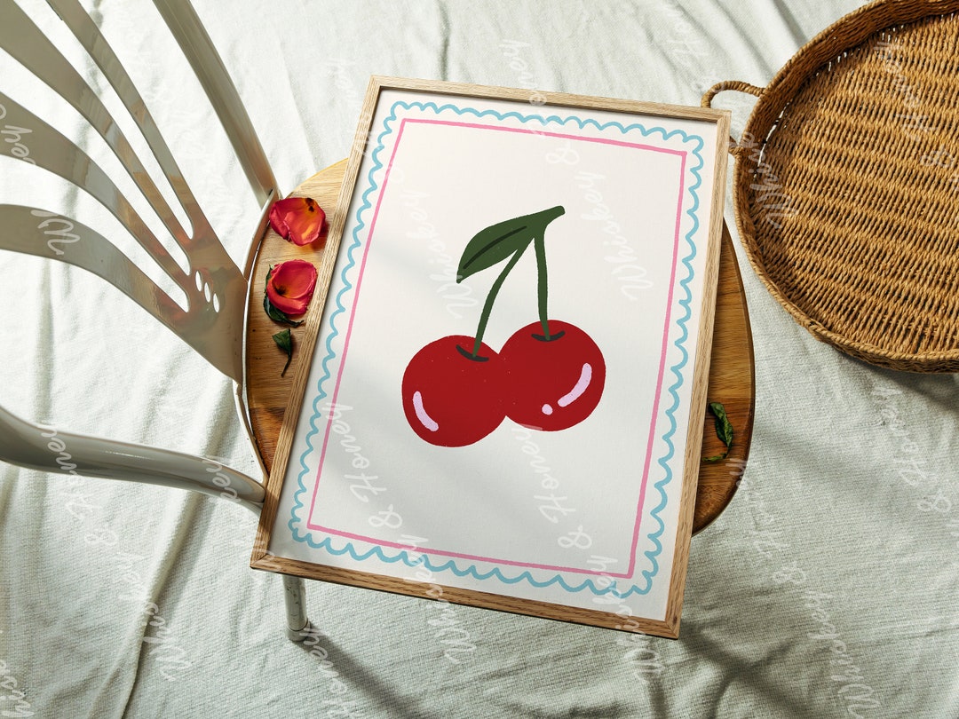 Digital Download Cherries Art Print Cute Wall Art Gallery Art Doddle ...