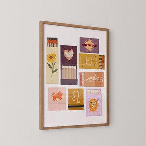 Physical Print | Leo Matchbooks Art Print | Matchbook Collage | Zodiac ...