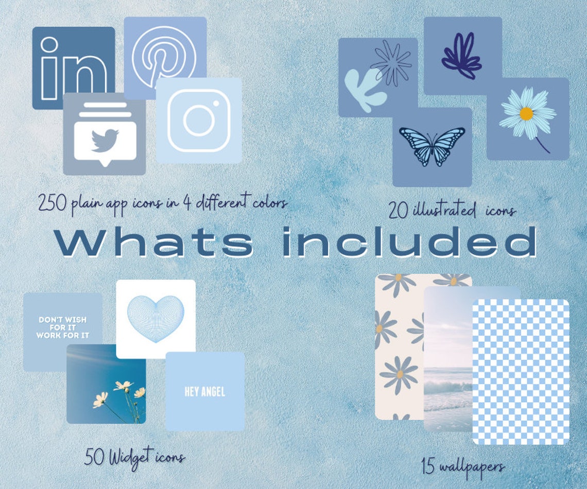 Baby Blue Aesthetic Phone Icons Pack Iphone IOS14 and - Etsy