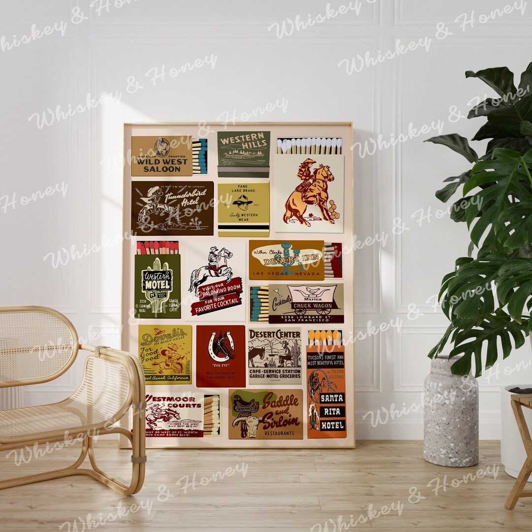 Digital Download Vintage Western Matchbook Art Print - Etsy