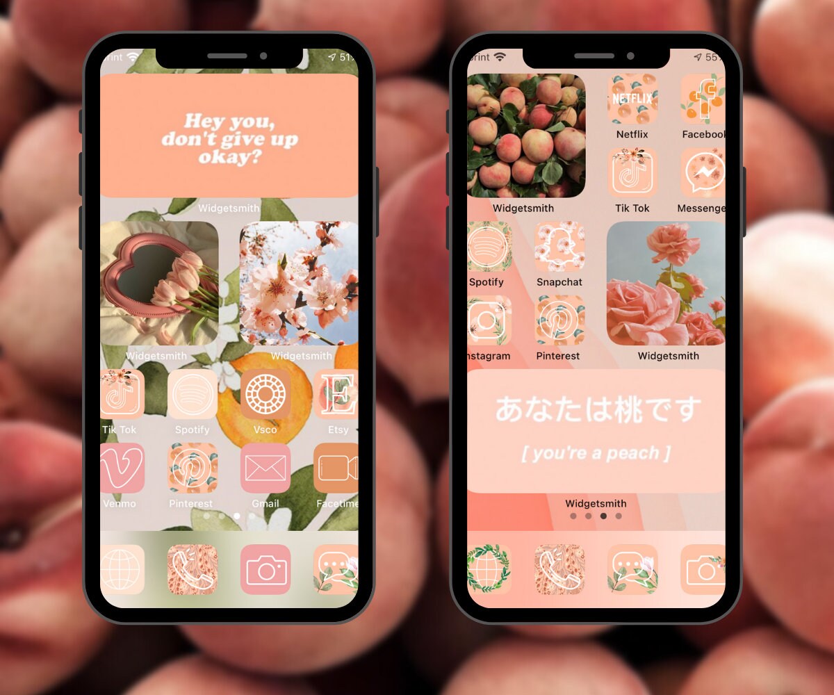 Just Peachy Aesthetic IOS 14 Icons Pack - Etsy