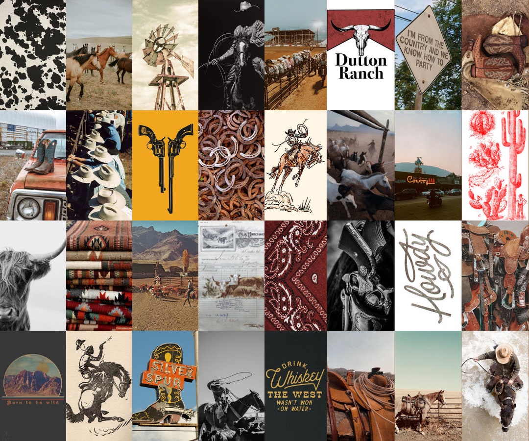 Cowboy Aesthetic Wall Collage | Western Decor (digital Download, 75 ...