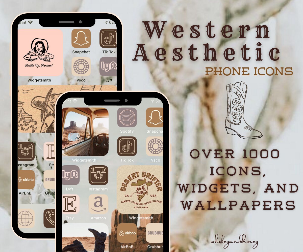 Western Aesthetic IOS 14 Icons Pack - Etsy