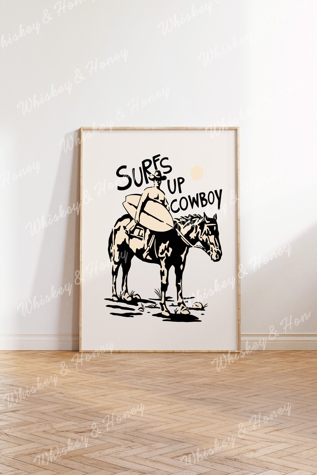 Surfing Cowboy Art Print | Western Home Decor (digital Download) - Etsy