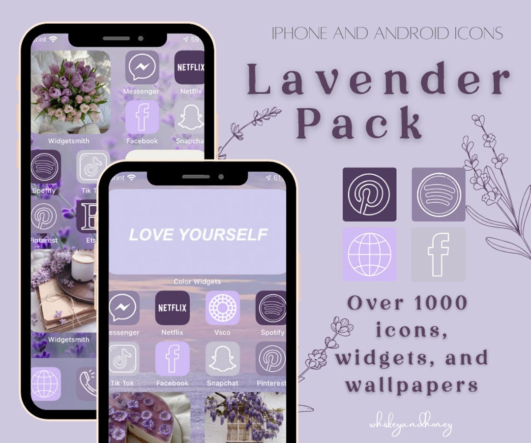 Lavender Aesthetic Phone Icons Pack | iPhone IOS14 and Android Icons - Etsy