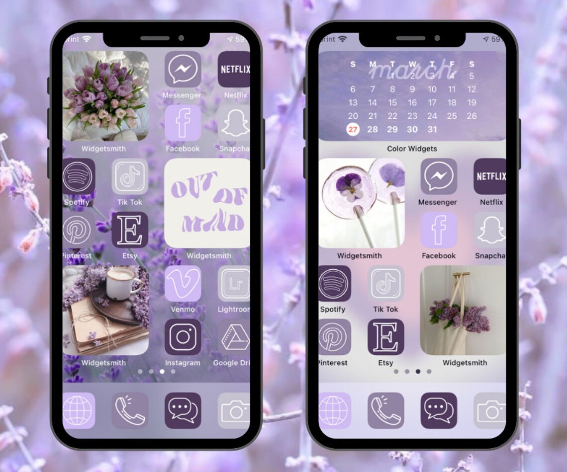 Lavender Aesthetic Phone Icons Pack Iphone IOS14 and Android | Etsy