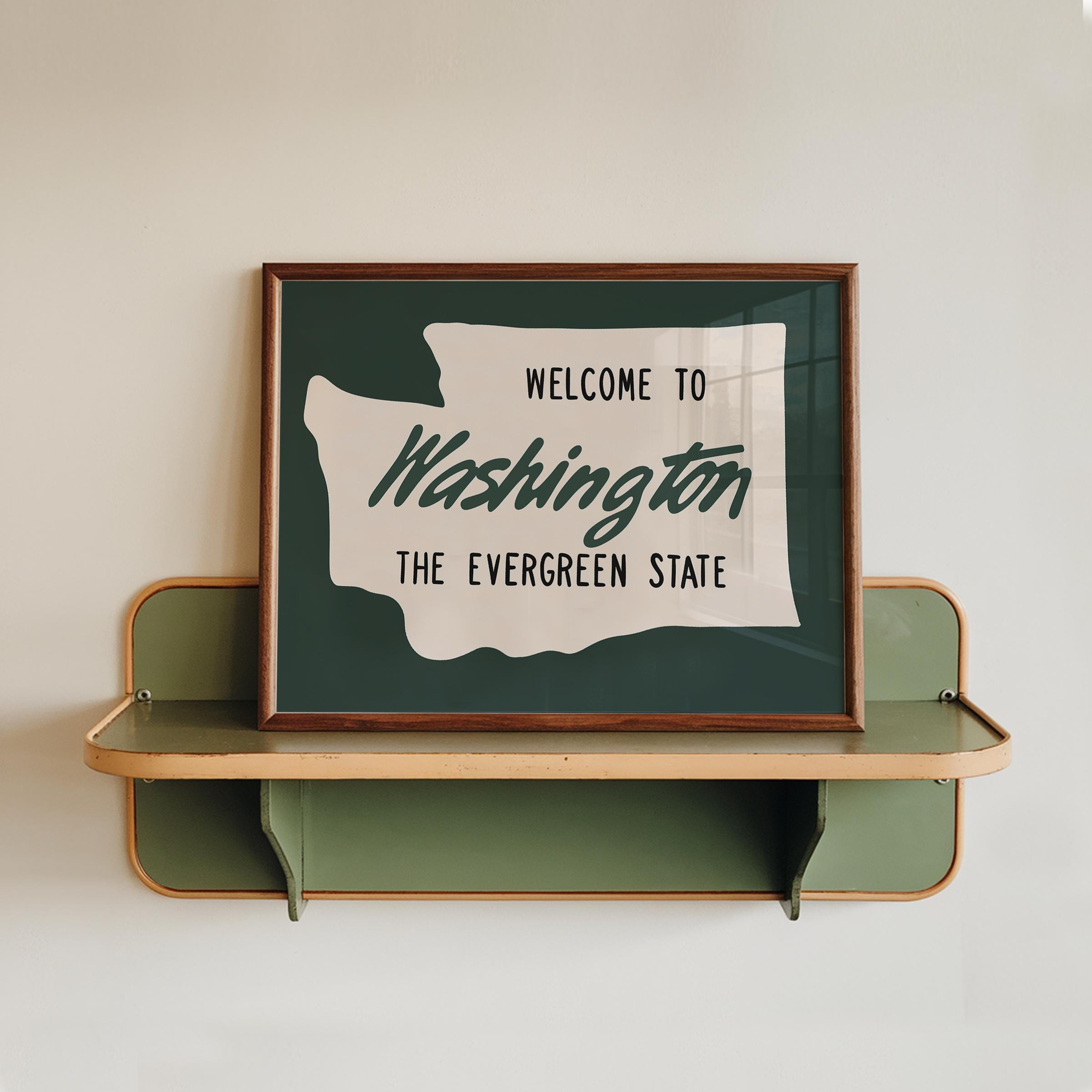 Washington State Art Print | Mid-century Modern Travel Poster - Etsy