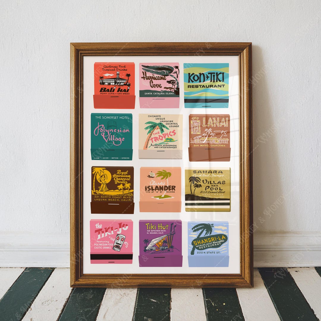 Digital Download | Vintage Tiki Bar Matchbook Art Print | Matchbook ...